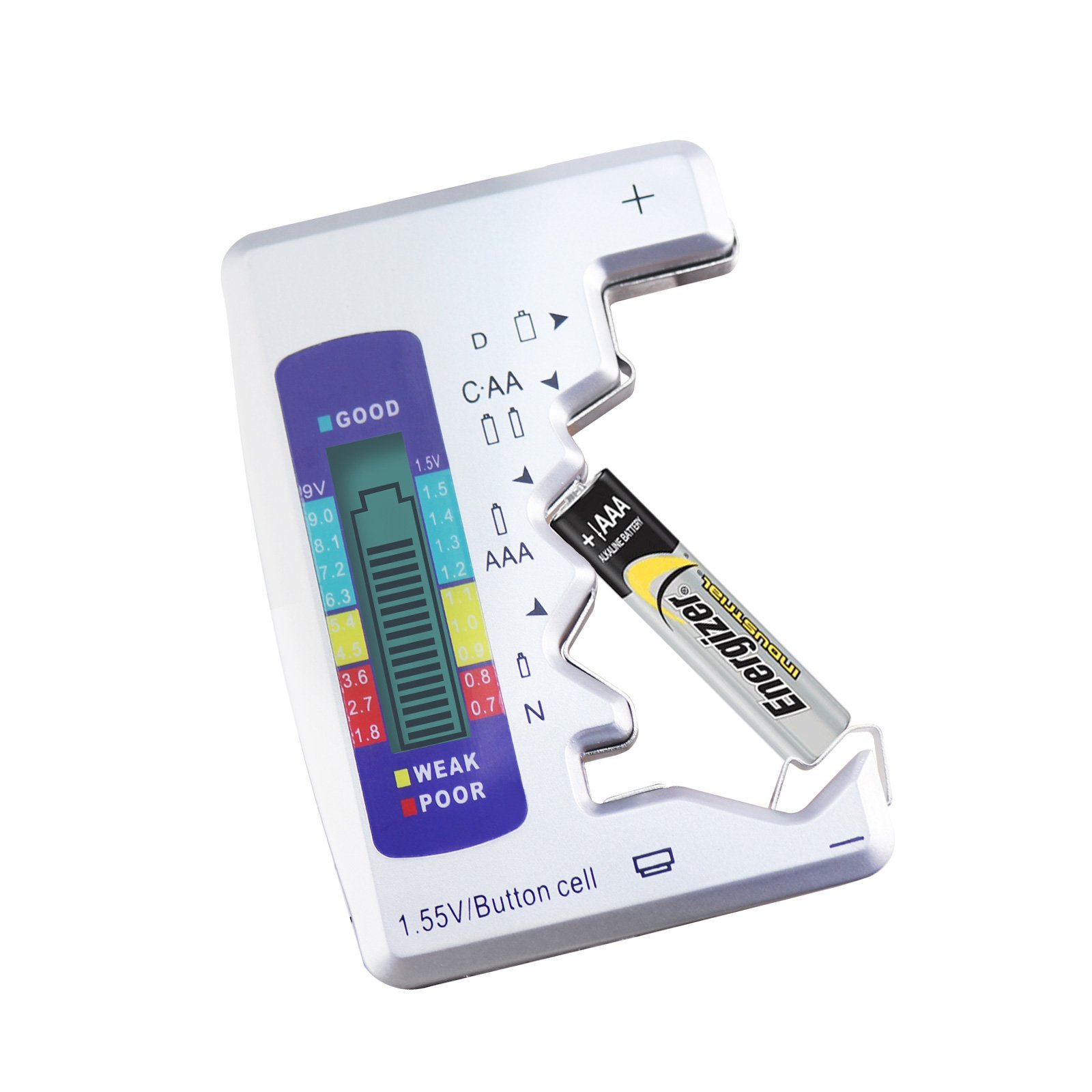 Battery Tester Universal Battery Checker with LCD Display Digital Multi Purpose Small Battery Checker for All Battery C AA AAA D N 9V 6F22 1.5V Button Cell Batteries