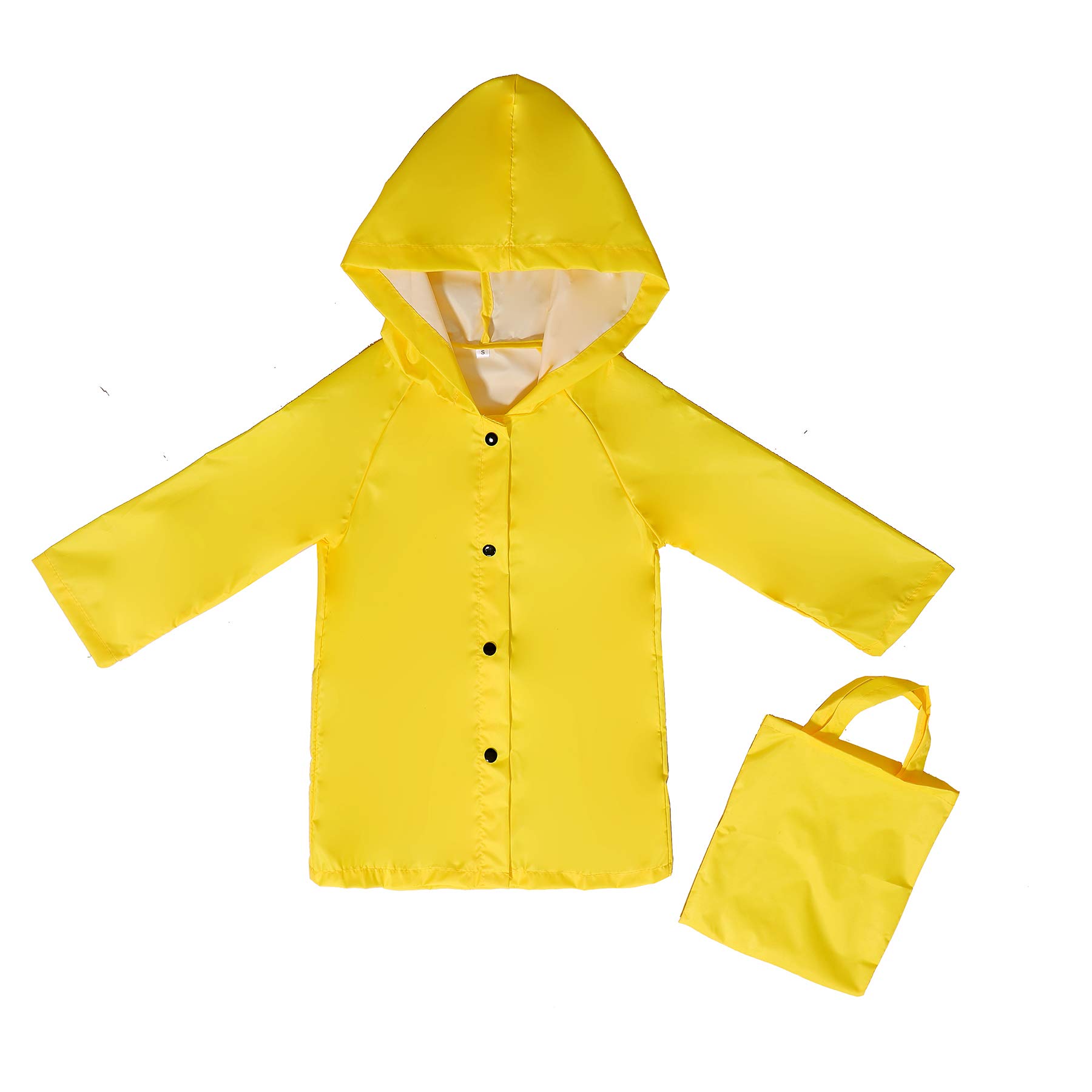 Yiluweinir Age 3-12T Boys Yellow Rain Jacket Kids Hooded Button Down Jacket Raincoat Girls Outdoor Rainwear M