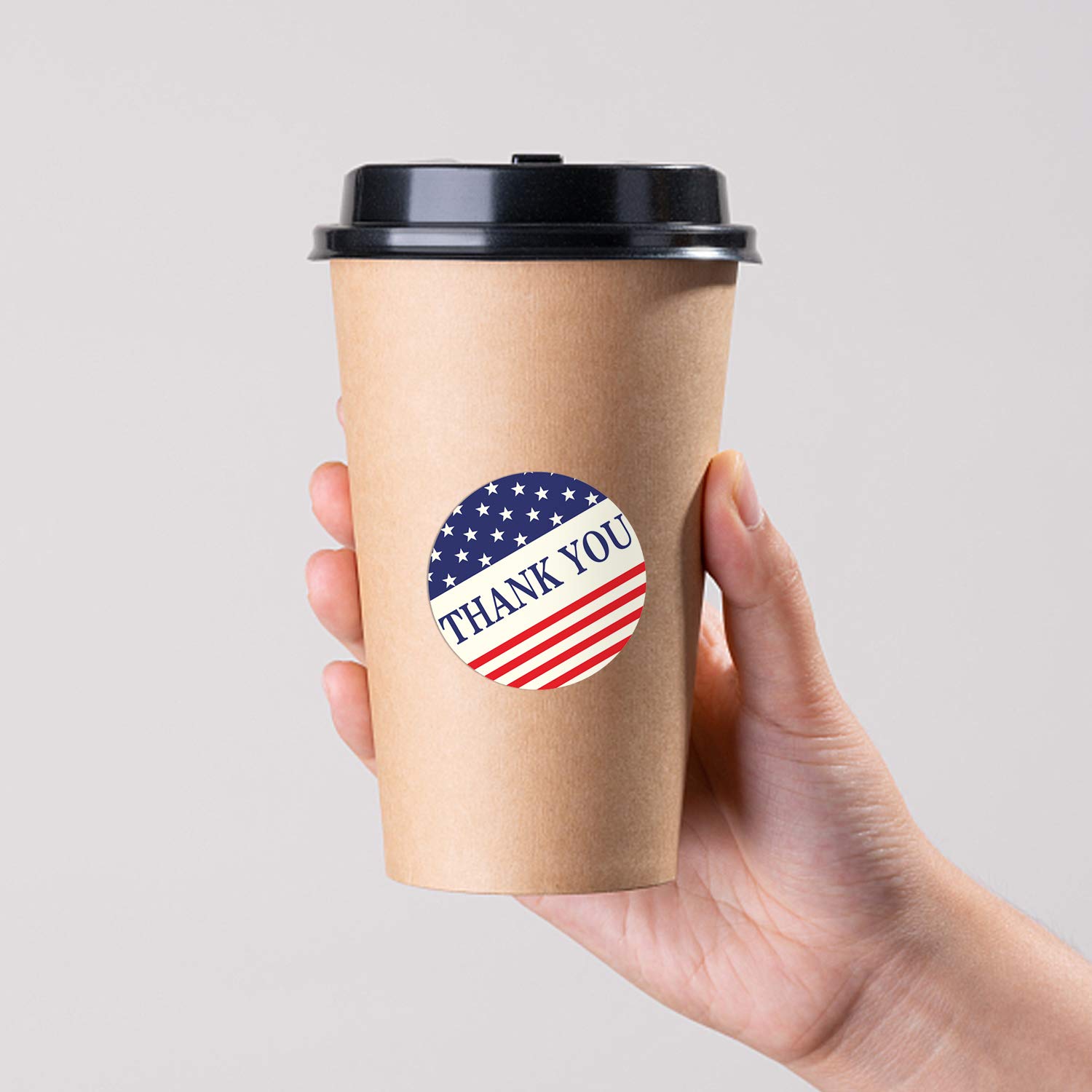 YINHEXI American Flag Thank You Stickers, 500 Labels Per Roll for Small Business Packaging, Seal Stickers (Style-A, 1.5 inch)