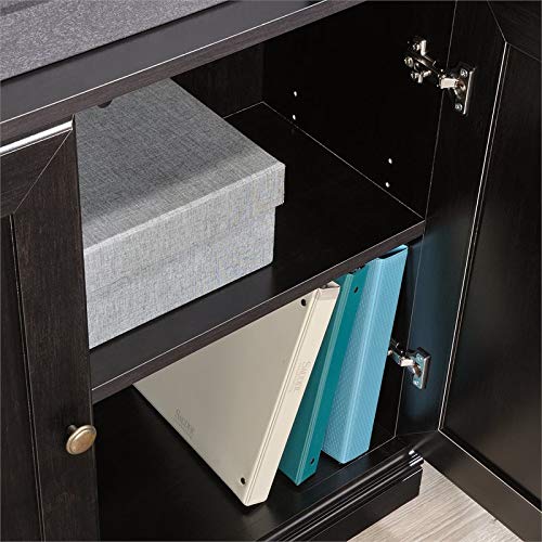 Sauder Misc Storage 3-Shelf 2-Door Tall Wood Bookcase in Estate Black