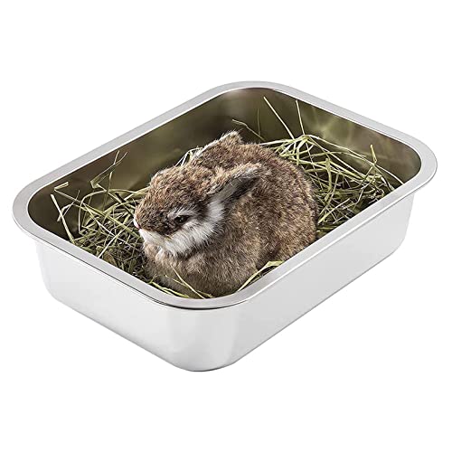 for Cat Litter Pan for Older Cats Stainless Steel Rabbit Litter Box Small Non Stick Smooth 18X14X4 in
