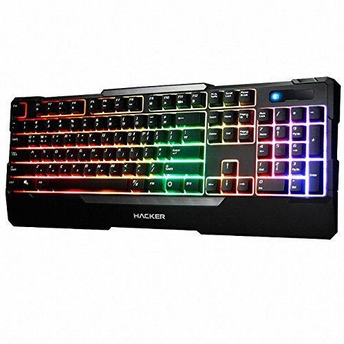 chyyg ABKO Hacker K300 Rainbow LED Plunger Gaming Keyboard Life Waterproof Black Color (104 Keys, 26 Key Rollover, 12 Multimedia Hotkey, 2.2 lbs) EN/KR