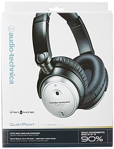Audio-Technica ATH-ANC7b-SViS QuietPoint Noise-Cancelling Headphones with In-Line Mic & Control,Black