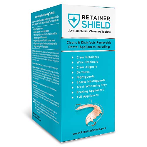 Retainer Shield Cleaning Tablets - Keeps Retainers Clean, Fresh, Bright, and Stain-Free - 3 Months Supply for Retainers, Dentures, Invisible Straighteners, Aligners, and Mouth Guards