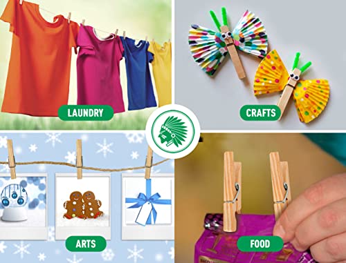 Eldorado Clothespins, Standard Natural Wooden, Stain Proof, 3 inch, 200 Value Pack, for Multipurpose Everyday Laundry, Clothes, Towels, Craft, Photos, Pictures, Decor, Baby Shower, Art Wall