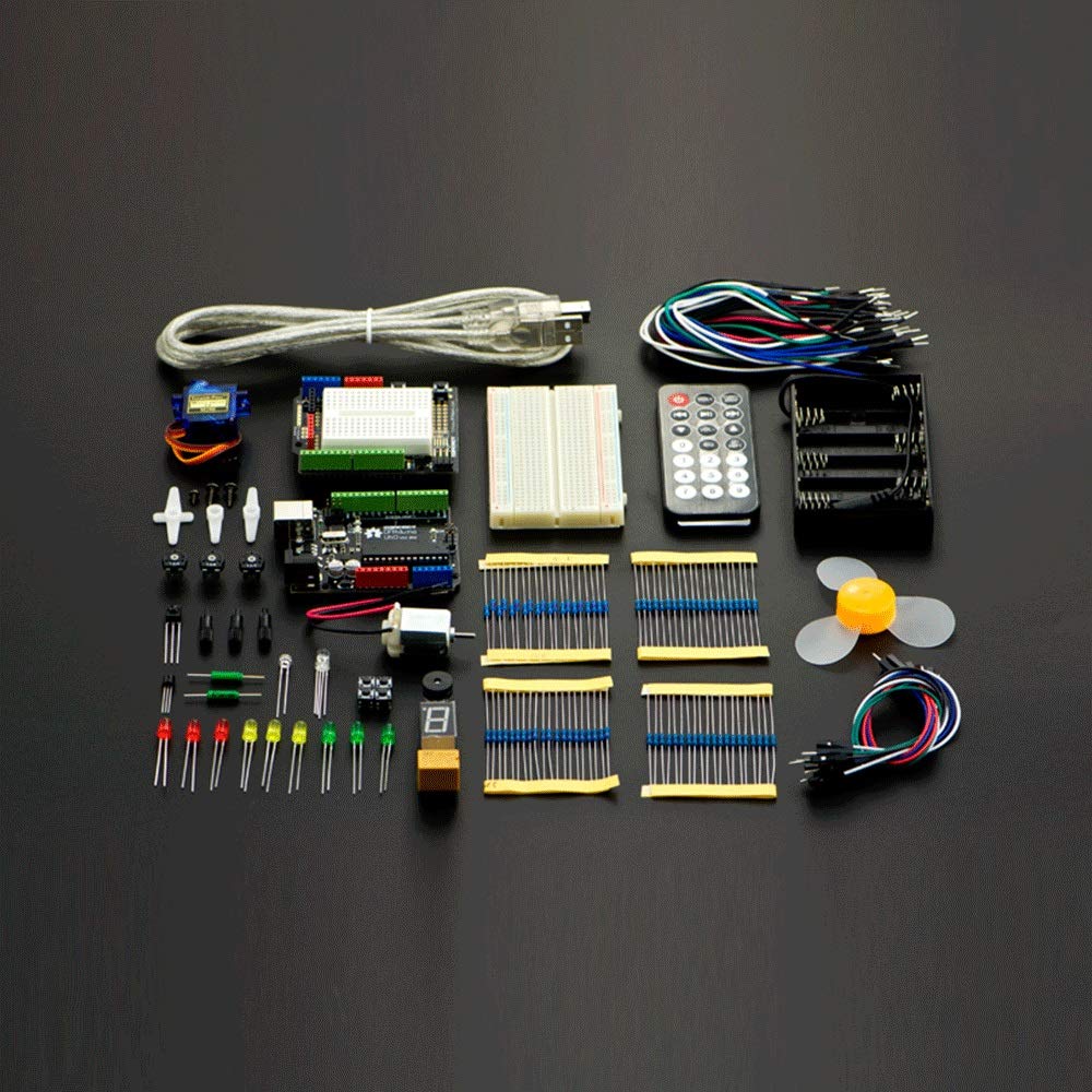 DFROBOT UNO R3 Complete Starter Kit for Arduino with Detailed Tutorial - Compatible with Arduino UNO R3 and Arduino IDE for Electronics and Arduino Programming Learning