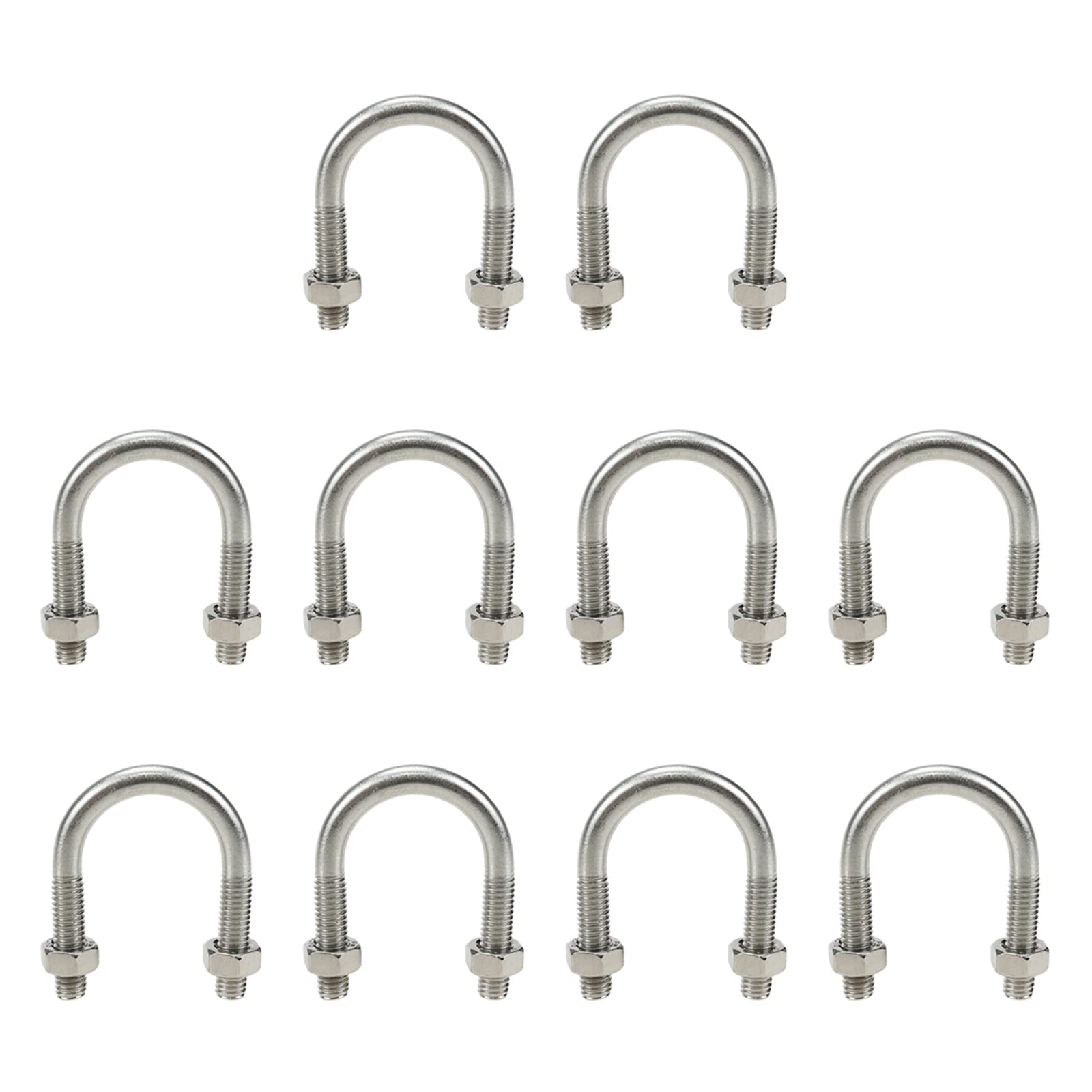 Sscon 10Pcs M6x22mm 304 Stainless Steel U-Bolt Fastener for 22mm Pipe Dia