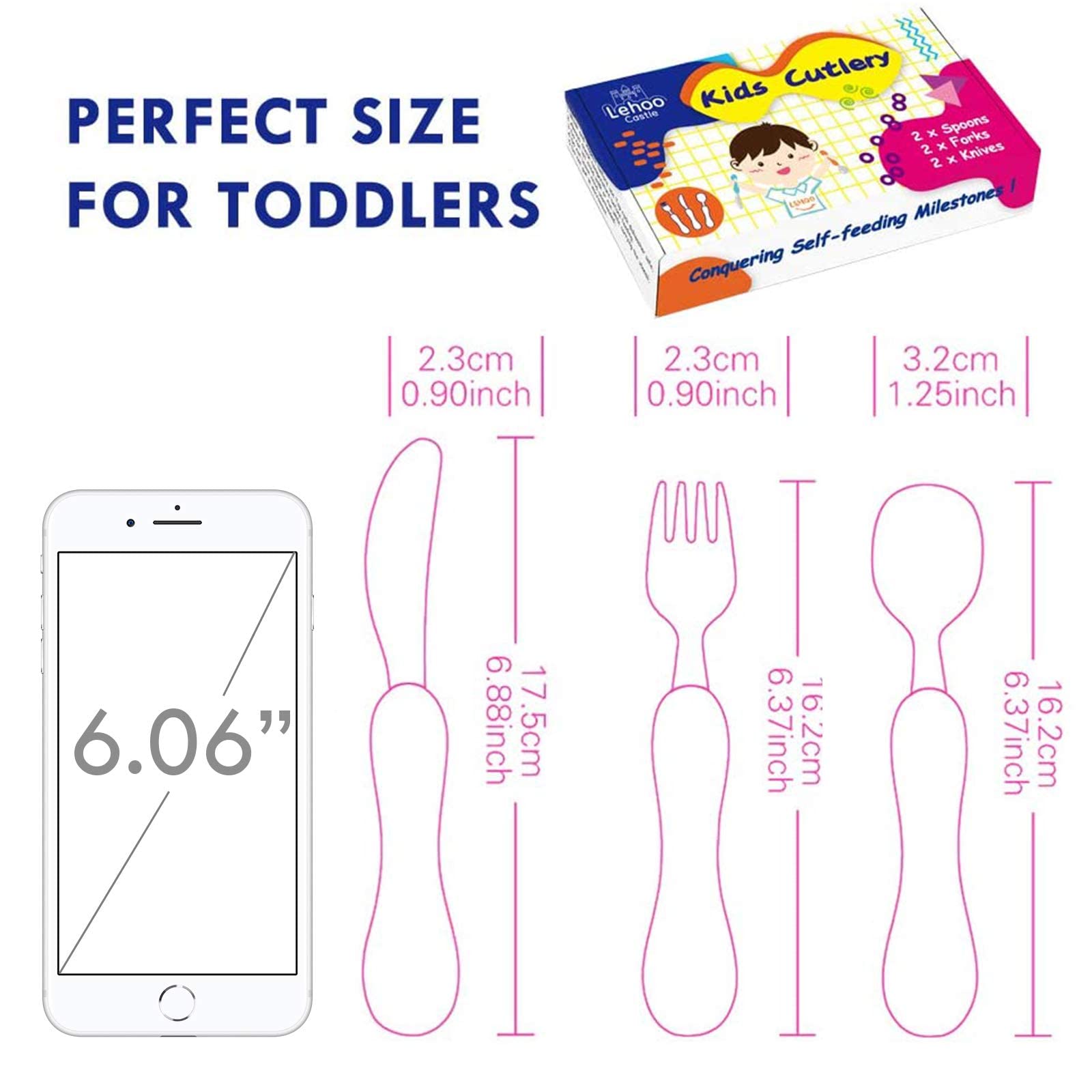 Lehoo Castle Toddler Utensils Set, 6PCS Dinosaur Toddler Silverware Spoon and Fork Knife Set, Children's Flatware Set