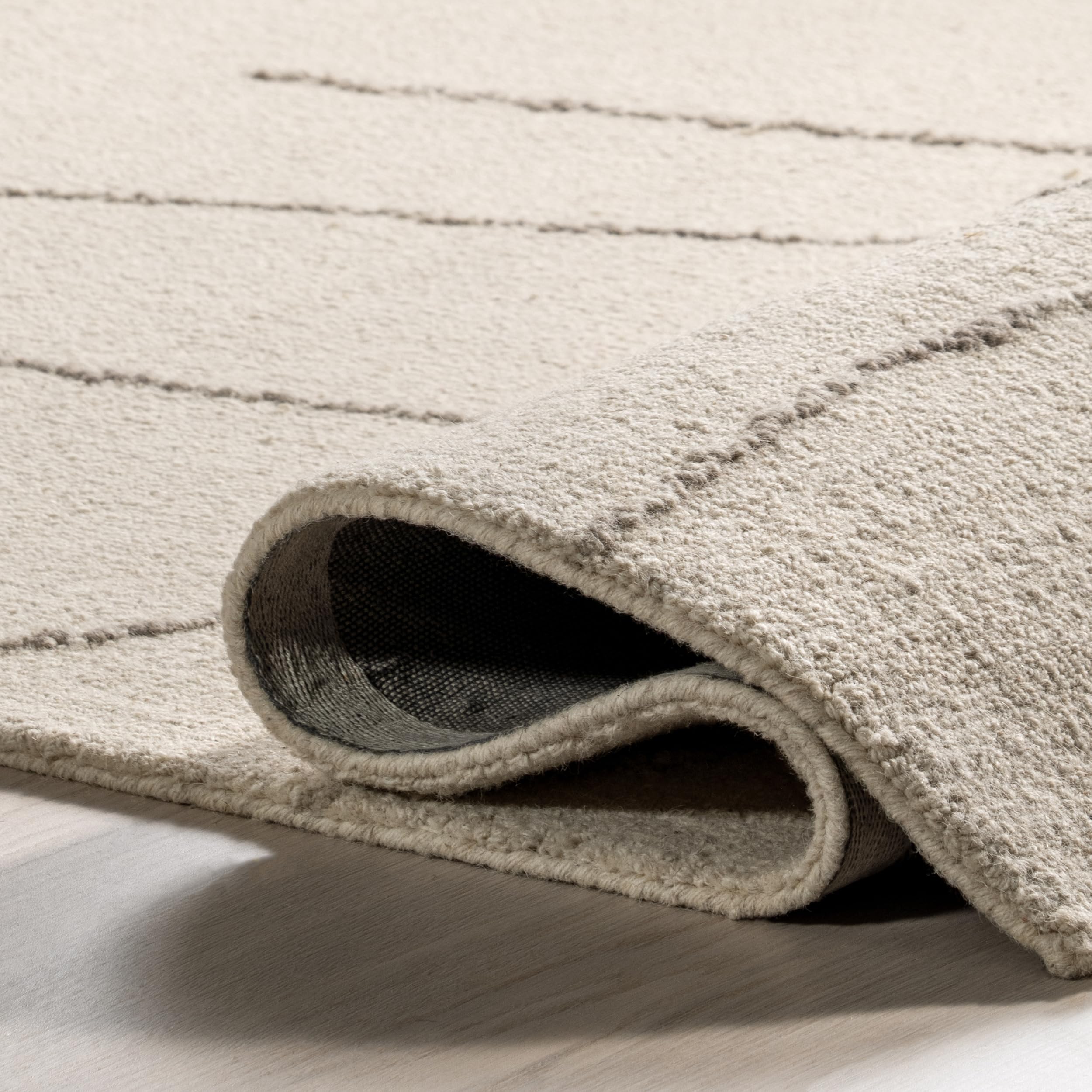 Rugs USA x Arvin Olano Mulholland Textured Wool Area Rug Area Rug, 9x12, Cream