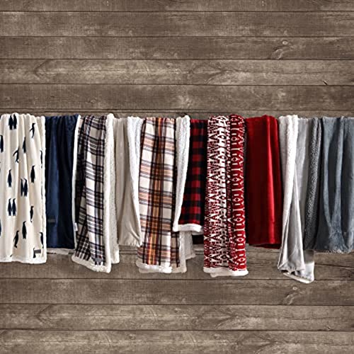 Eddie Bauer,Polyester Throw Blanket with Pillow Reversible Flannel/Sherpa Bedding Set, Buffalo Plaid Home Decor for All Seasons, 1 Count (Pack of 1), Red/Black Check