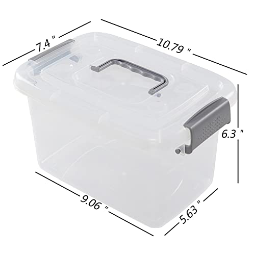 Pekky 5.5 Quart Plastic Latching Storage Bin with Handle, 6 Packs Small Stackable Container Box