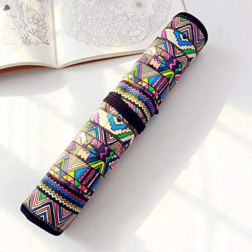 LaVenty Boho Roll Up Paint Brush Holder Painting Organization And Storage Artist Canvas Roll Pouch Bag Makeup Brushes Case Organizer Without Brushes