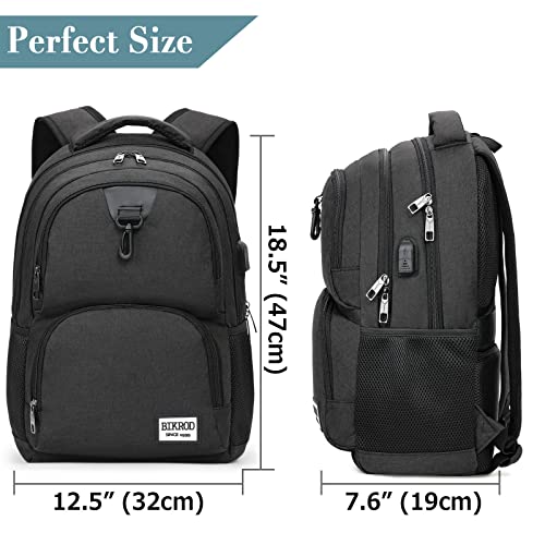 Backpack for Men, Travel Laptop Backpack for College, Computer Bag with USB Charging Port Fits 15.6 Inch Laptop, Water Resistant Durable Bookbag, Business Anti Theft Back Pack Gifts, Black