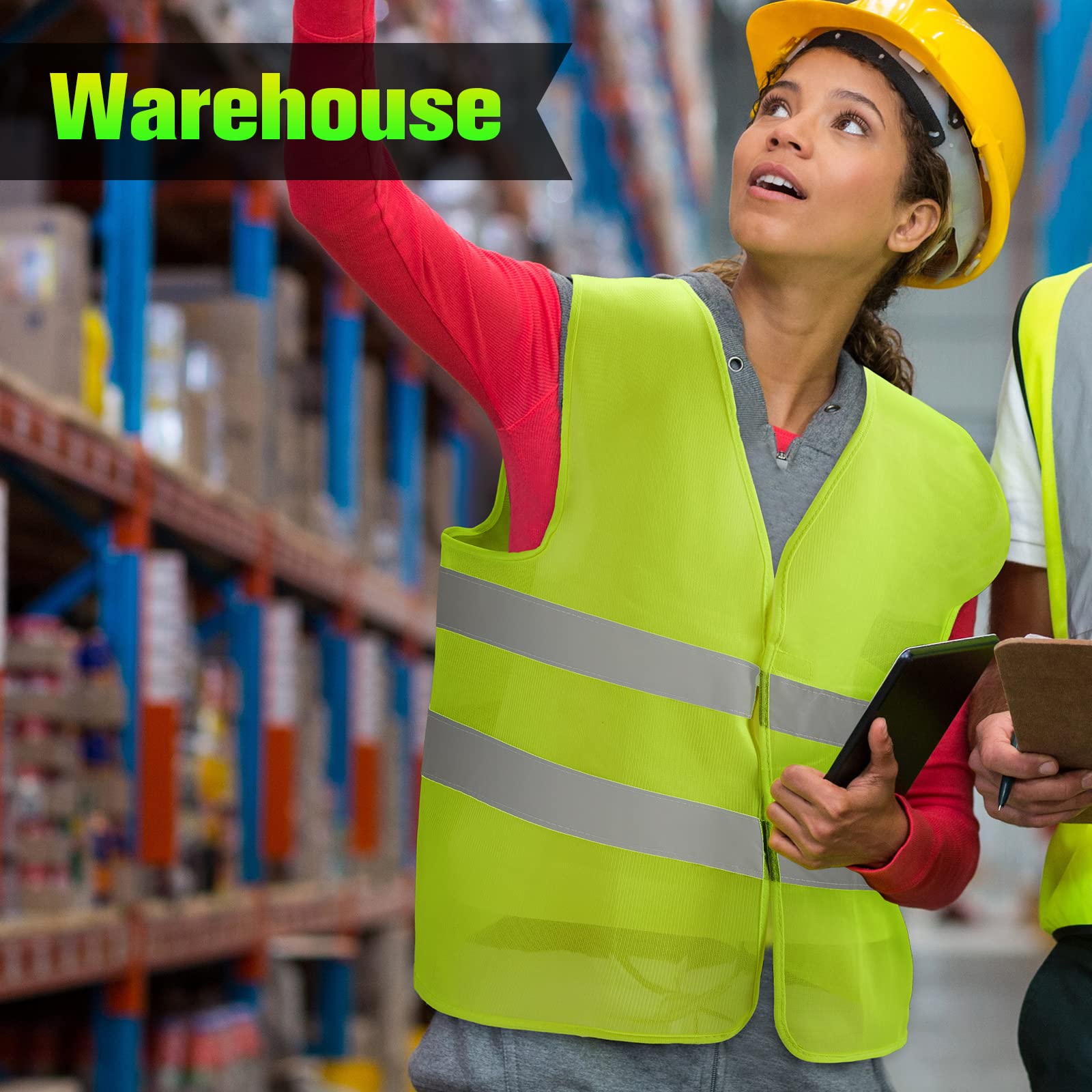 50 Pack Reflective Safety Vest in Bulk, High Visibility Mesh Vest with Reflective Strips Breathable Construction Vest for Men Women Cycling Runner Volunteer