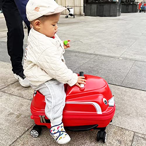 ELDA 20" Kids Ride-on Travel Suitcase Trolley Children's Carry On Hardside Rolling Luggage with Wheels,TSA Lock,Car Design for Boys Girls