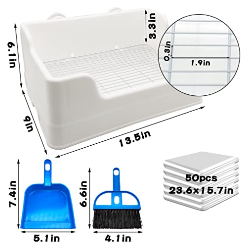 BNOSDM Bunny Litter Box with Grid Dwarf Rabbit Cage Potty Trainer Corner Toilet Small Animal Litter Pan Bedding Box Plastic Detachable Tray for Chinchillas Hedgehogs Ferret Guinea Pigs
