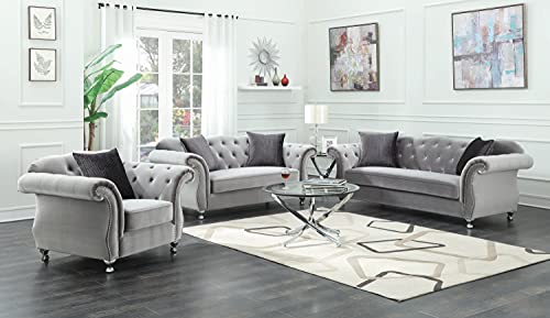 Coaster Furniture Living Room Sofa Love Seat Silver 551162