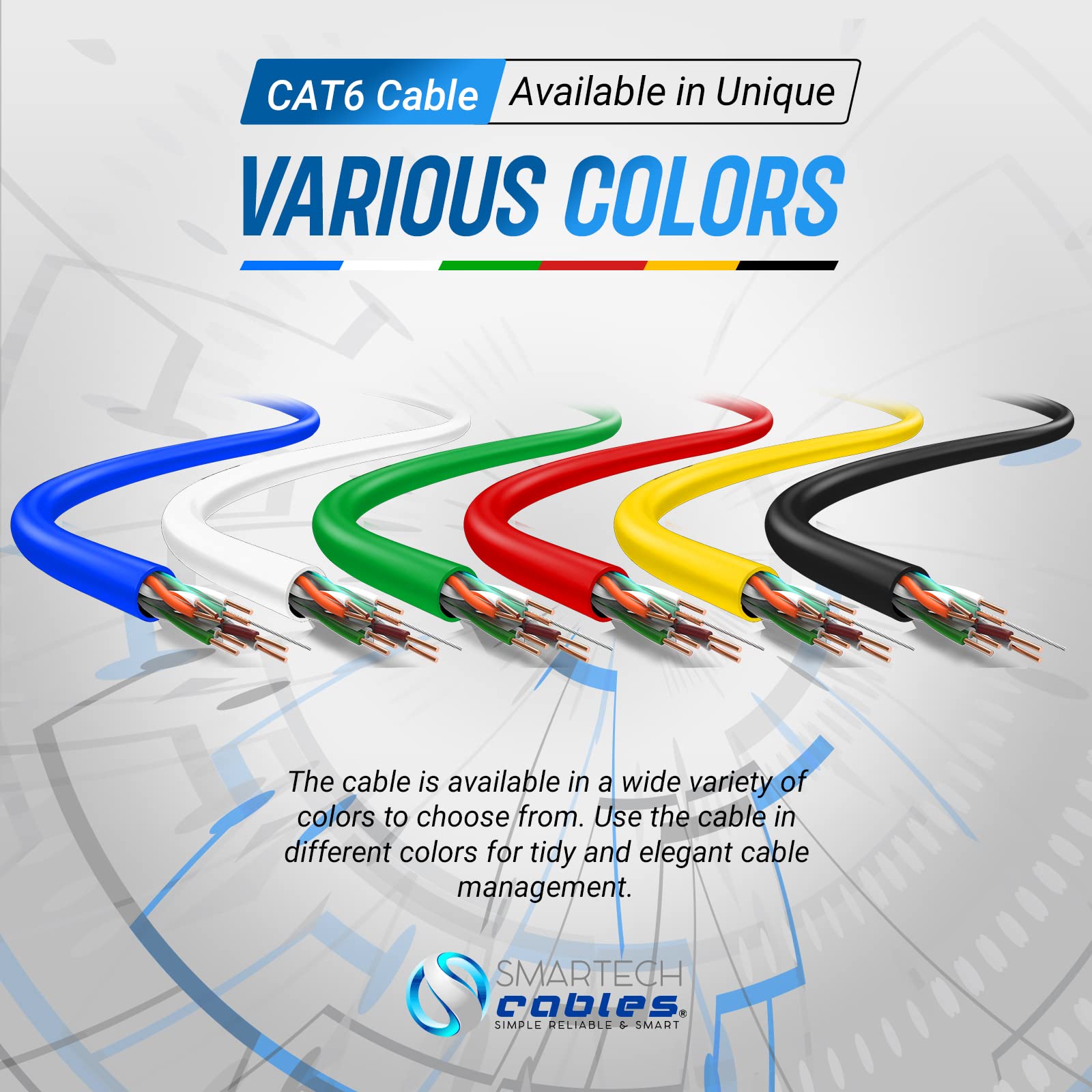 Smartech Cables CAT6 Plenum Cable 1000ft (CMP) | Bulk Ethernet Cable 1000ft | 23 AWG, 550MHz 4Pair UTP 10GB Internet Cable | Quality Tested Ideal for Networking & Stable Performance (Blue)