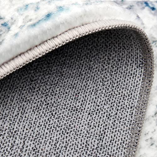 Area Rug Living Room Rugs: 3x5 Small Soft Indoor Carpet Modern Abstract Rug with Non Slip Rubber Backing for Under Dining Table Nursery Home Office Bedroom Gray Blue