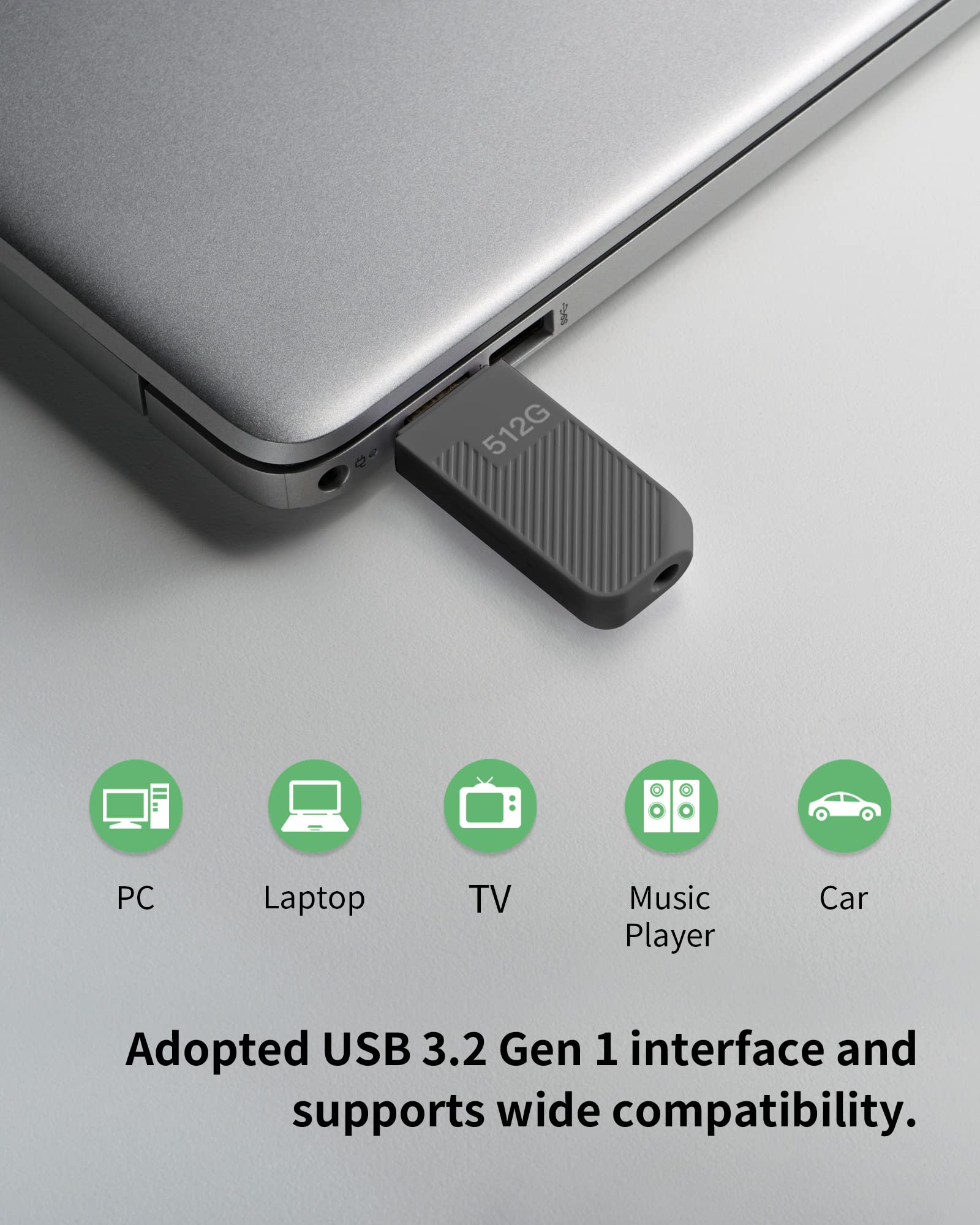 Acer UP300 512GB USB 3.2 Gen 1 Flash Memory Drive, Black - BL.9BWWA.529
