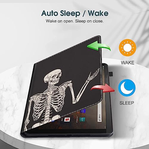 Case for All-New Amazon Kindle Fire 7 (2022 Release-12th Generation), Multi-Angle Smart Stand Cover Auto Sleep/Wake for Amazon Kindle Fire HD 7 Tablet,Skeleton Skull