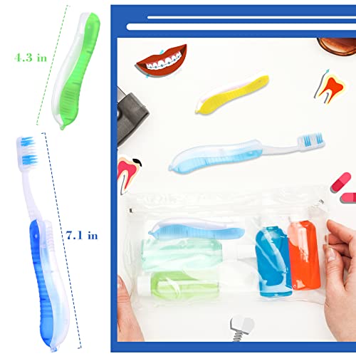 6 Pieces Travel Toothbrushes Folding Portable Toothbrush Foldable Toothbrush Collapsable Backpacking Toothbrush Fold up Toothbrush with Built in Cover for Women Men Kid Camping Hiking Travel, 6 Colors