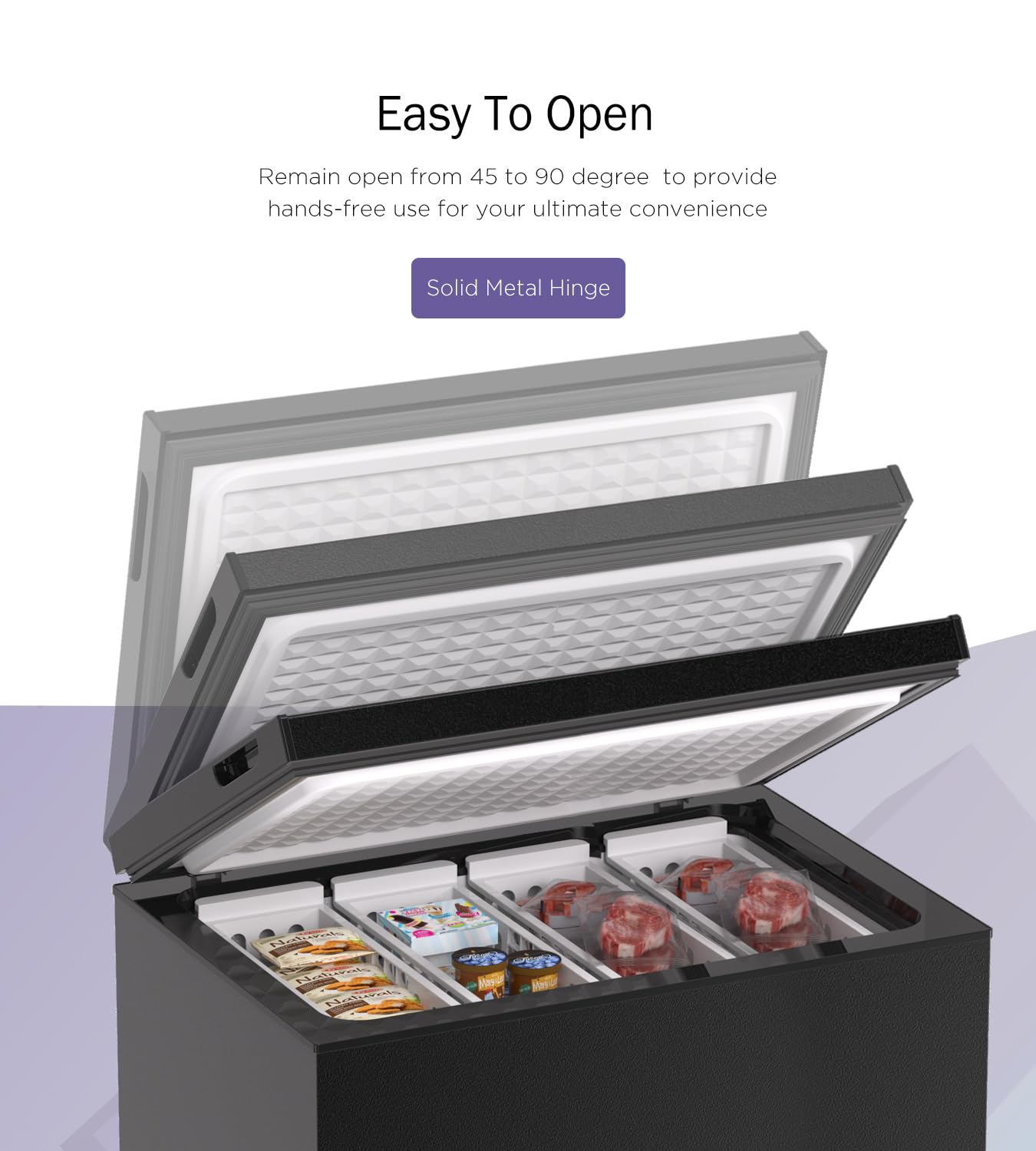 ADT Chest Freezer Free-Standing Top Door Freezers 6.8℉ to -4℉ (Matte Black, 7.0 Cubic Feet)