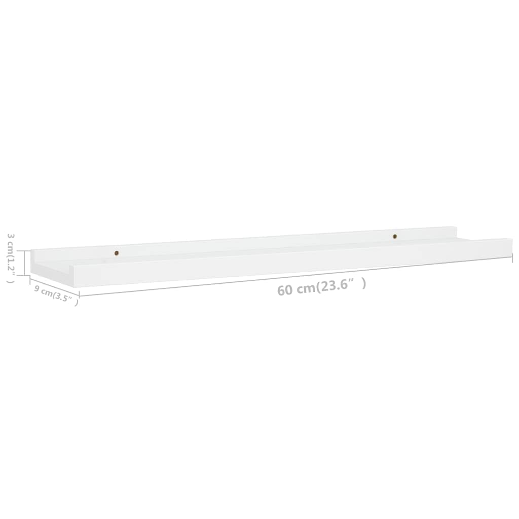 homiuse 2 Pack Floating Shelves 23.6" Wall Shelves for Bathroom Shelf Decor Floating Shelf Bracket Wall Mounted Shelves for Bedroom Picture Frame Ledge Shelves for Wall Storage Small Shelf White MDF