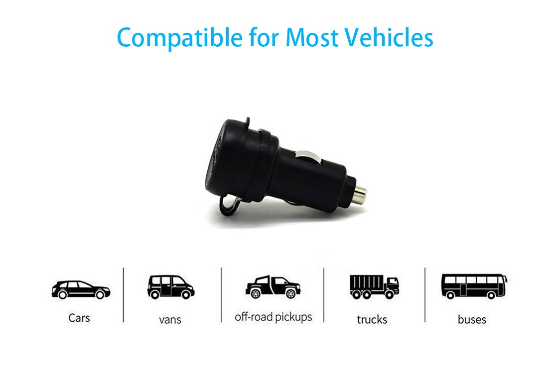 Cliff-Top® 3.3 Amp Ultra Fast USB Car Charger (Auto Shunt) for Auto, Truck, Motorcycle, and Marine - Made in Taiwan (Black)