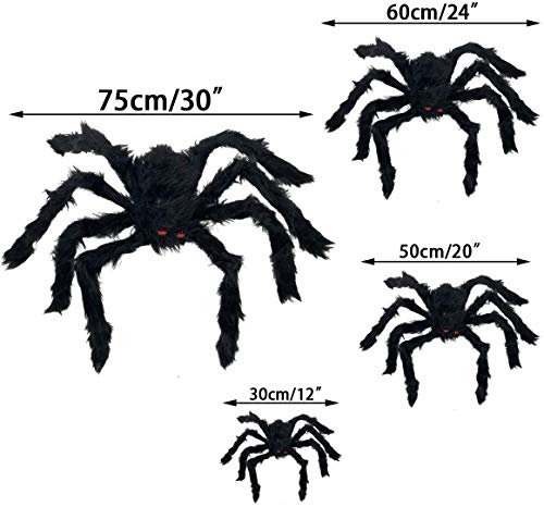 Anditoy 4 Pack Halloween Spiders Giant Fake Scary Hairy Spider for Halloween Decorations Outdoor Halloween Decor Indoor Yard Party Decoration