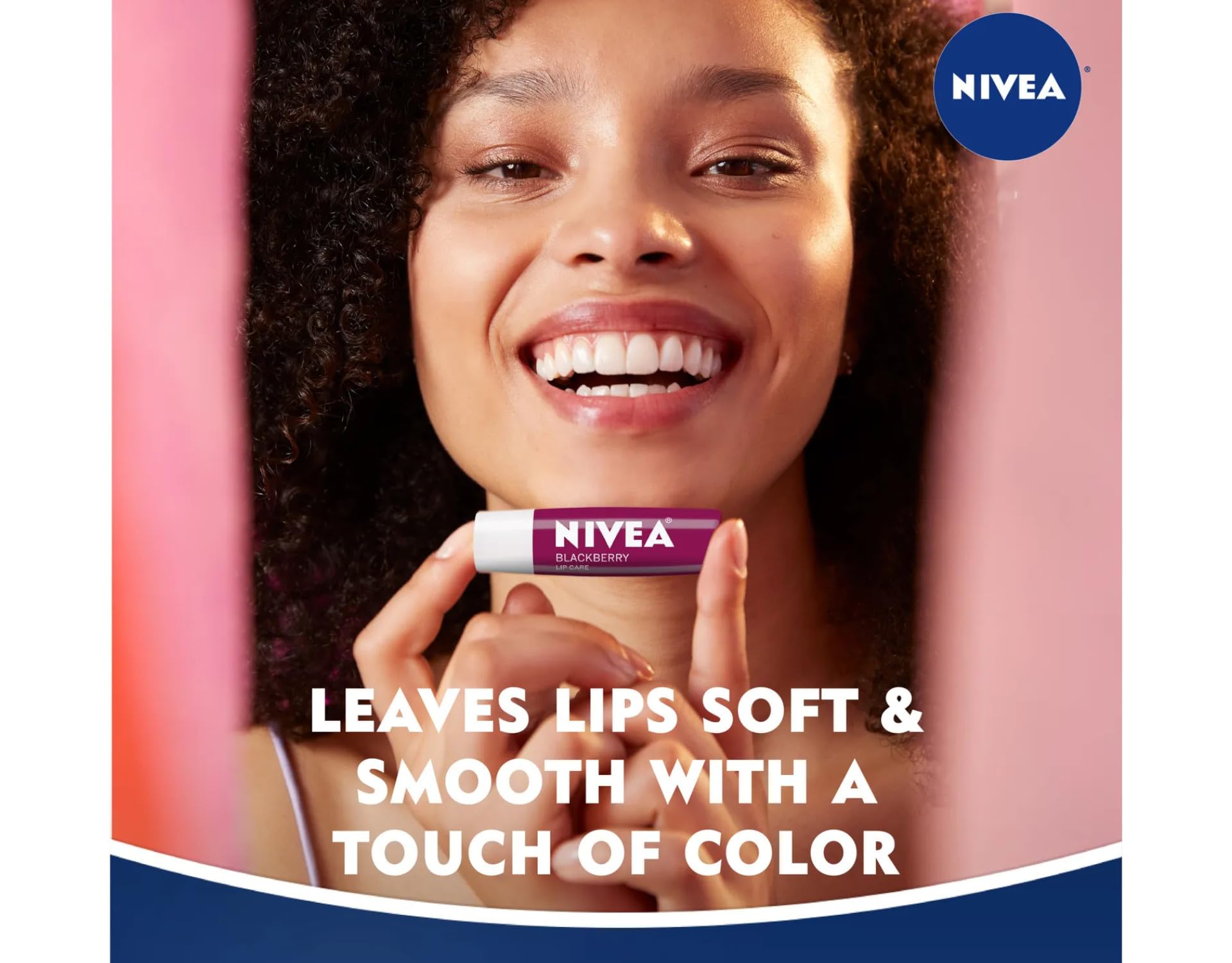NIVEA Lip Balm, Blackberry Flavored Tinted Lip Balm Stick with Shea Butter and Jojoba Oil, 0.17 Oz, Pack of 1