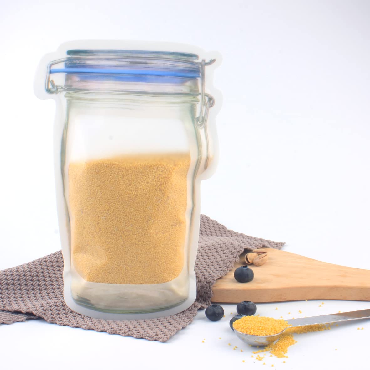 30Pcs Mason Jar Zipper Bags-Size:15 * 9.5cm- Reusable Airtight Seal Food Storage Bags for Kitchen,Camping,Travel By Amber&Sean(Large)