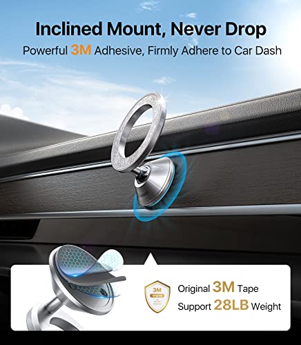 andobil Magnetic Phone Holder for Car [Fashion Bling, Invisible Mini] Compatible with MagSafe 3 Pop-Socket iPhone 14 Pro Max 13 12 S23 S22 15 etc, 360° Rotation Dashboard Mount, Cute Car Accessories