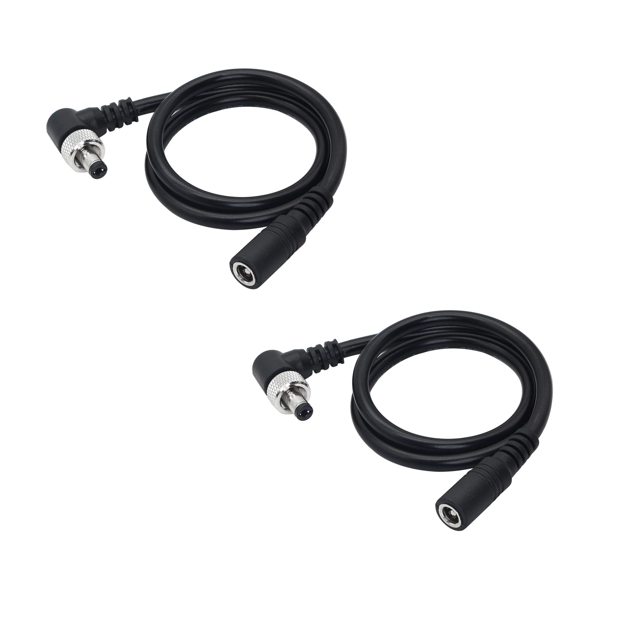 SinLoon 2 Pack DC Extension Cable 90 Degree DC Power Adapter Plug 5.5mm x 2.1mm Male to Female Extension Wire with Lock Nut for DC 12V Power Adapter, CCTV Security Camera (0.5M/1.65FT)
