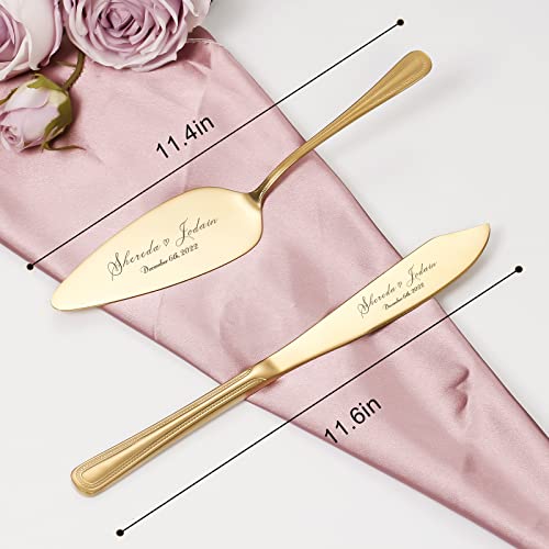 Cake Cutting Set for Wedding, Personalized Wedding Cake Knife and Server Set, Vintage Engraved 2-Piece Pie Cake Cutter Serving Set, Custom Bridal Anniversary Birthday QuinceaƱera Gift