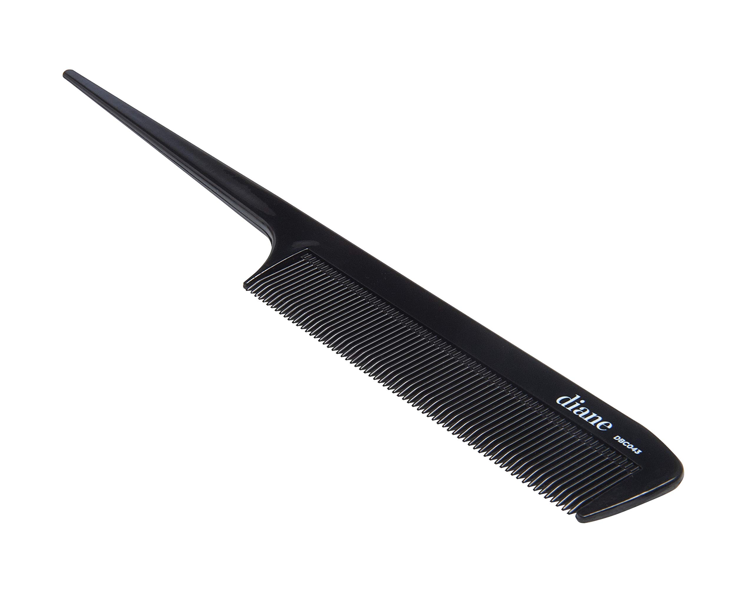 Diane Ionic Rat Tail Comb – Anti-Static Fine Tooth Comb and Hair-Cutting, Styling Tool for Women, Men, Hair Stylists, Barbers with Long Thin Handle, Black, 8 Inches, DBC043