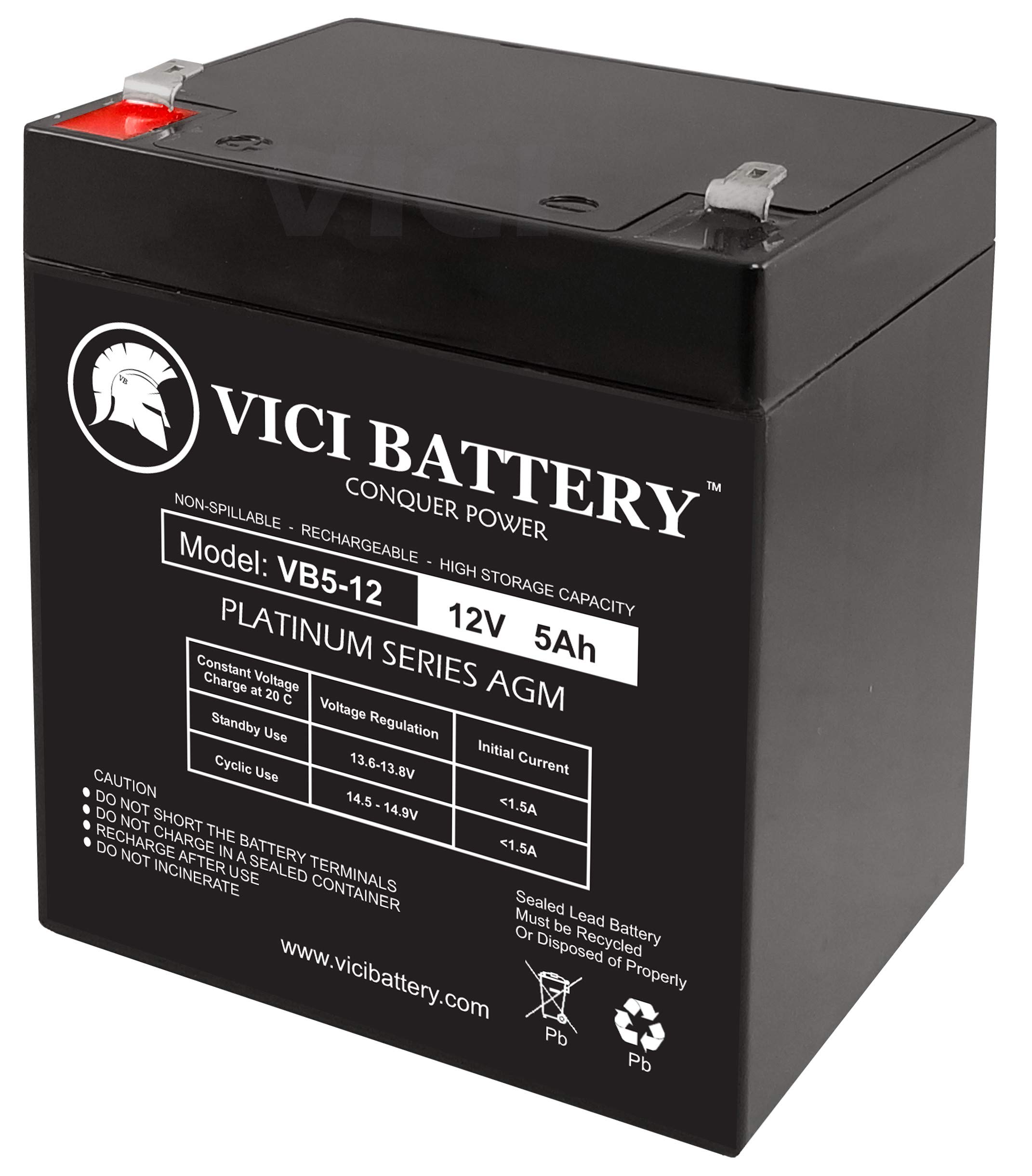 VICI Battery VB5-12 - 12V 5AH Replaces Werker WKA12-5F SLA Battery - 2 Pack Brand Product