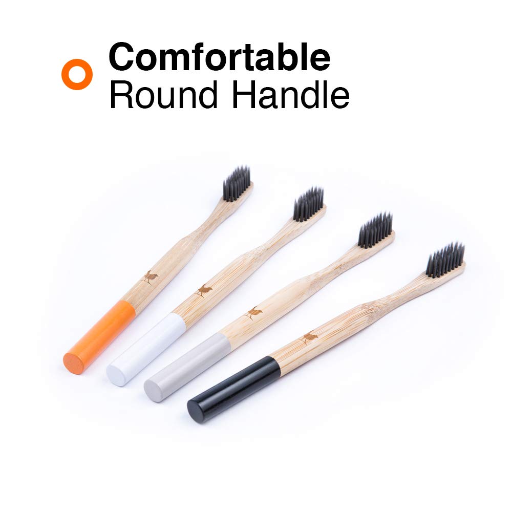 Native Birds Bamboo Toothbrush with Soft Charcoal Infused Bristles, Set of 4
