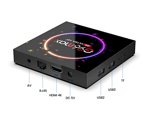 Android 10.0 TV Box, 4GB RAM 64GB ROM Smart TV Box, Supports 2.4G/5G Dual Wi-Fi, Support 6K Resolution, USB 2.0, with HDMI Cable and Remote Control