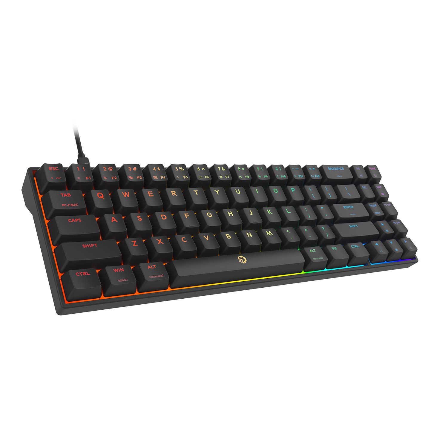 DREVO Calibur V2 TE RGB 60% Wired Mechanical Gaming Keyboard, 71-Key Small Compact, Work for PC/Mac, Detachable USB Type-C, Outemu Brown Switch, Black