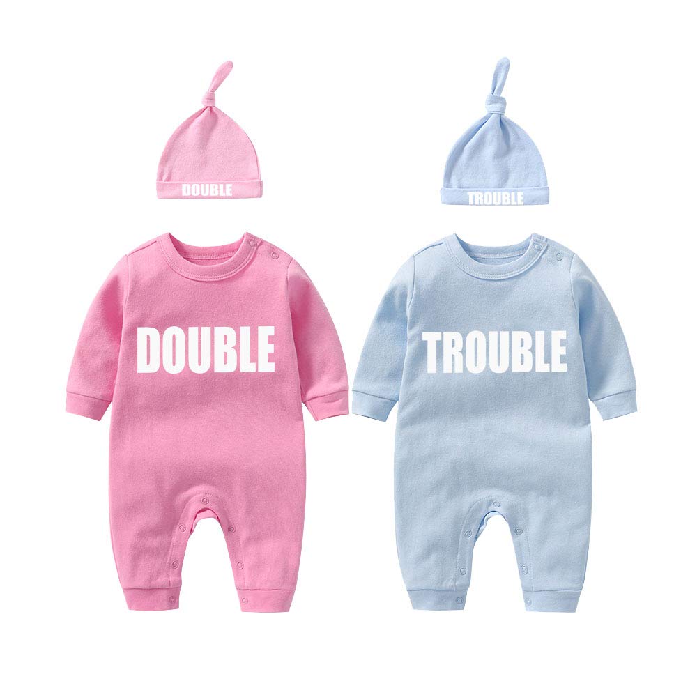 YSCULBUTOL Baby Twins Clothes Best Friends Forever Baby Bodysuit Set Friends Inspired Matching Twins Outfits(Pink DT L6M)