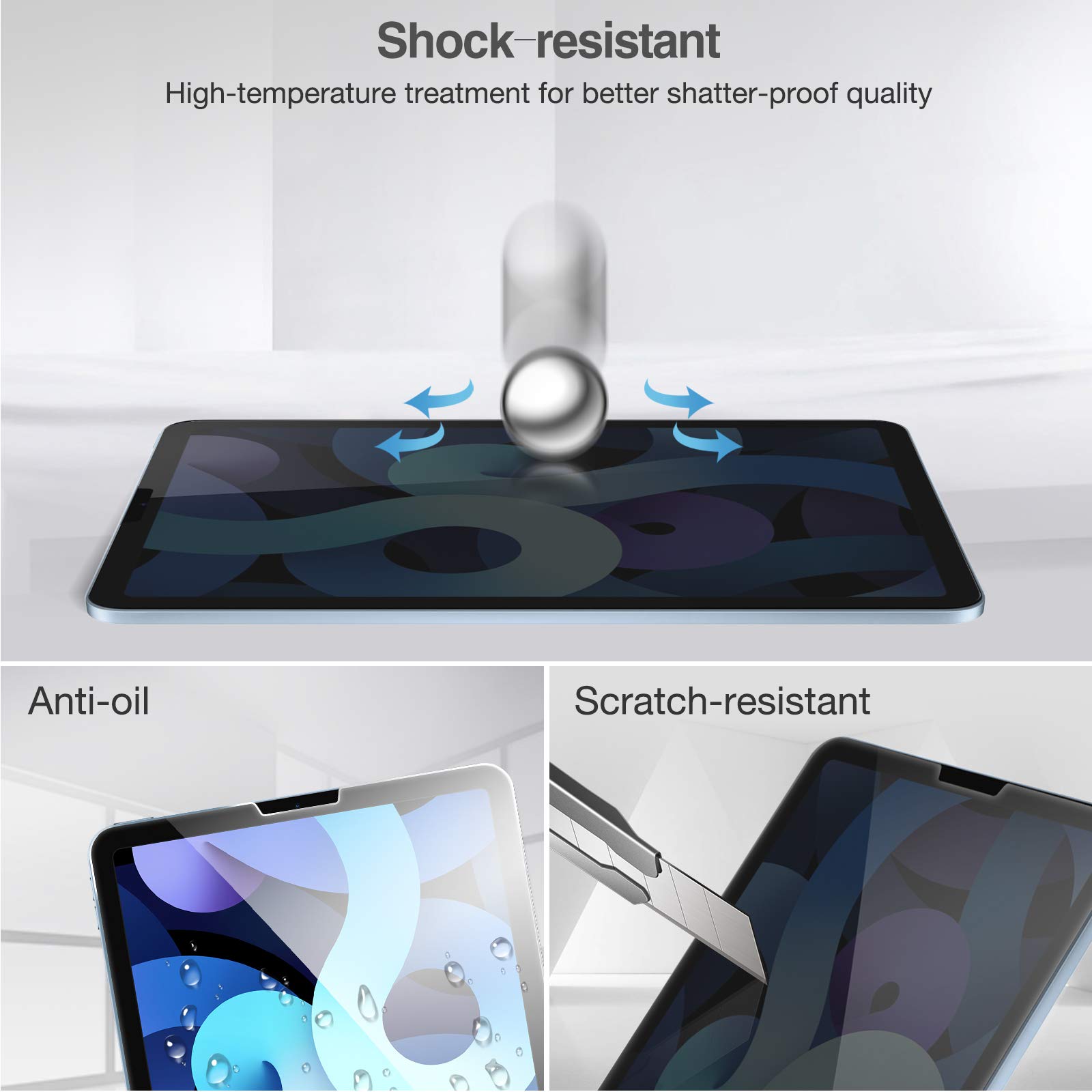 ProCase 1 Pack for iPad Air 5th 2022/ Air 4th 2020/ iPad Pro 11 4th 2022/ 3rd 2021/ 2nd 2020/ 1st 2018 Privacy Screen Protector, Anti-Spy Tempered Glass for 10.9 iPad Air 5 4 / iPad Pro 11" 4 3 2 1