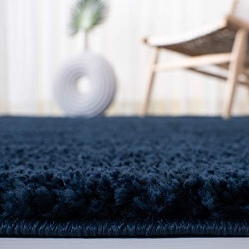 SAFAVIEH August Shag Collection 8' x 10' Navy AUG553M Solid Non-Shedding Living Room Bedroom Dining Room Entryway Plush 1.25-inch Thick Area Rug