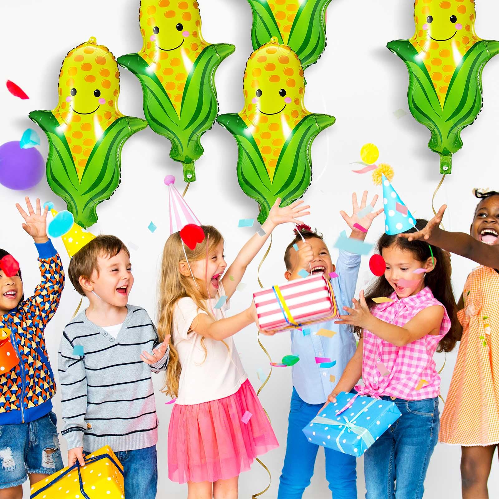 Shappy 20 Pcs Corn Balloons Fruit Themed Balloons 28 Inch Corn Decorations Balloons Corn Foil Balloon for Birthday Baby Shower Wedding Fall Vegetable Fruit Party Decorations Supplies