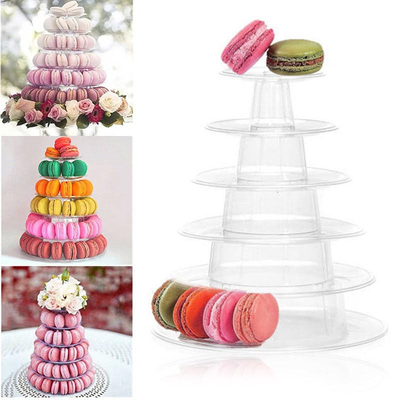 6 Tier Macaron Display Stand, Round Clear Cupcake Holder Display Stand Dessert Pastry Tower Stand for Wedding Birthday Bar Party DƩcor - 10 inches