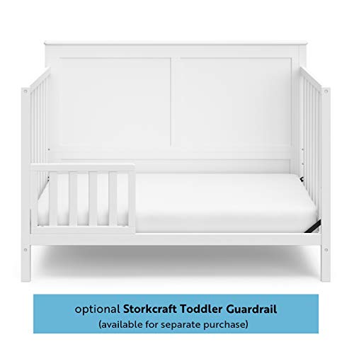 Storkcraft Alpine 5-in-1 Convertible Crib (White) β GREENGUARD Gold Certified, Converts to Toddler Bed and Full-Size Bed, Fits Standard Full-Size Crib Mattress, Adjustable Mattress Support Base