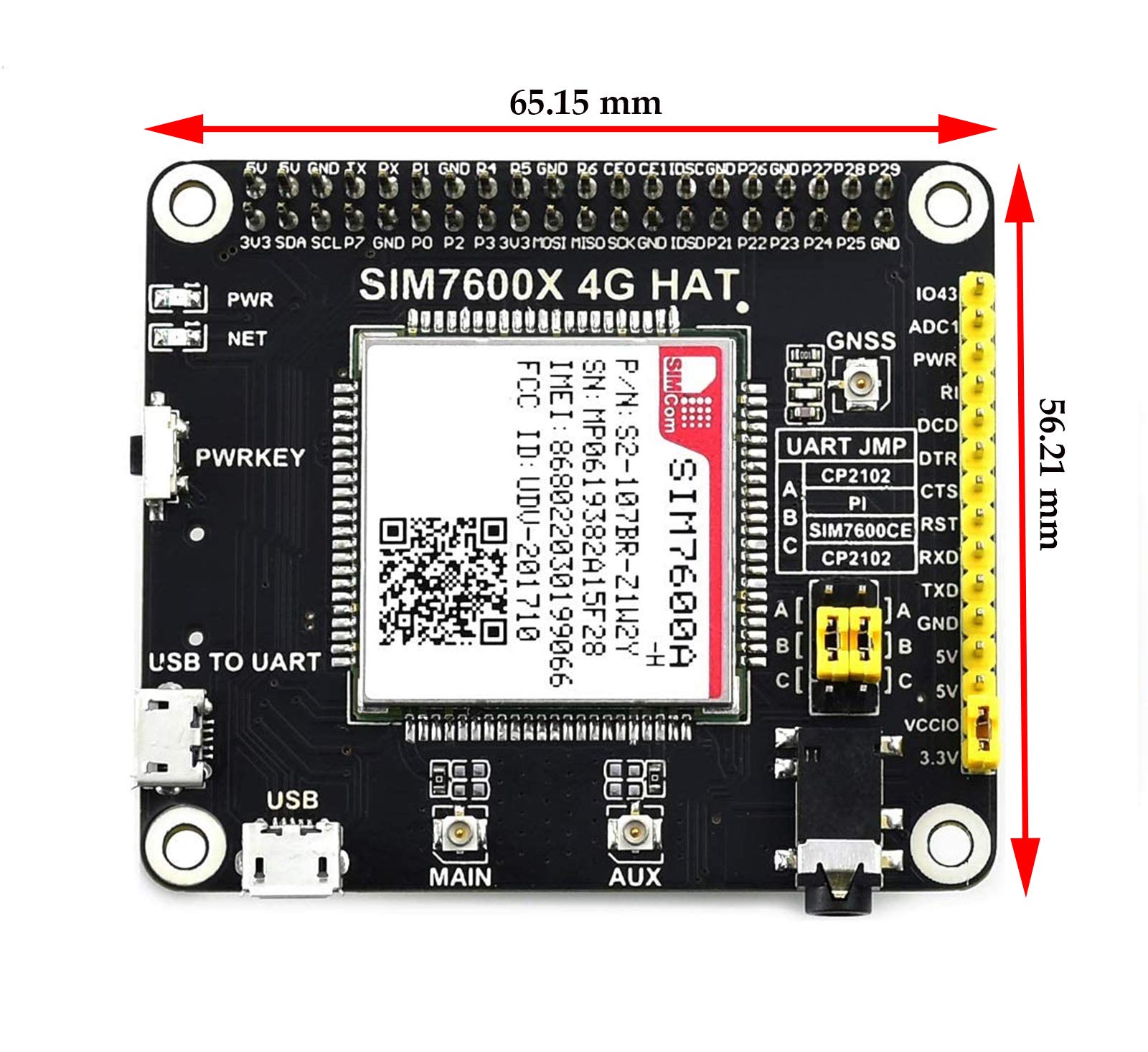 Ingcool 4G/3G/GNSS HAT Module for Raspberry Pi 4B/3B+/3B/2B/Zero/Zero W/Zero WH,Jetson Nano, Based on SIM7600A-H, 4G/GNSS Module Support LTE CAT4 up to 150Mbps for Data Transfer, etc.