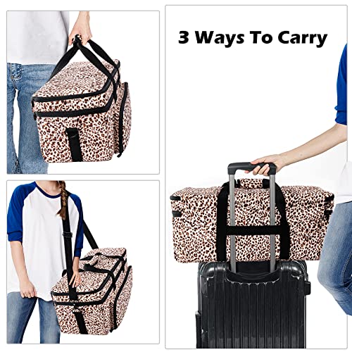 BAGSPRITE Double-Layer Carrying Case Compatible with Cricut Explore Air, Air 2, Maker and Maker 3, Cricut Case with Mat Pockets and Cricut Accessories Storage (Leopard)