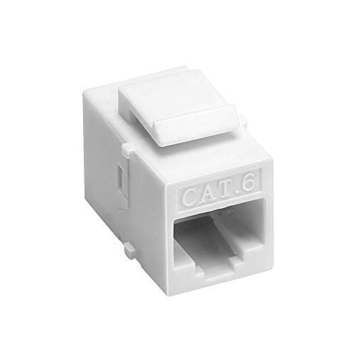 Ethernet Keystone,Cat6 Coupler Jack Network Cable Female to Female Jack,Compatible with Cat7 Cat6 Cat6a Cat5e Cat5-10 Pack White