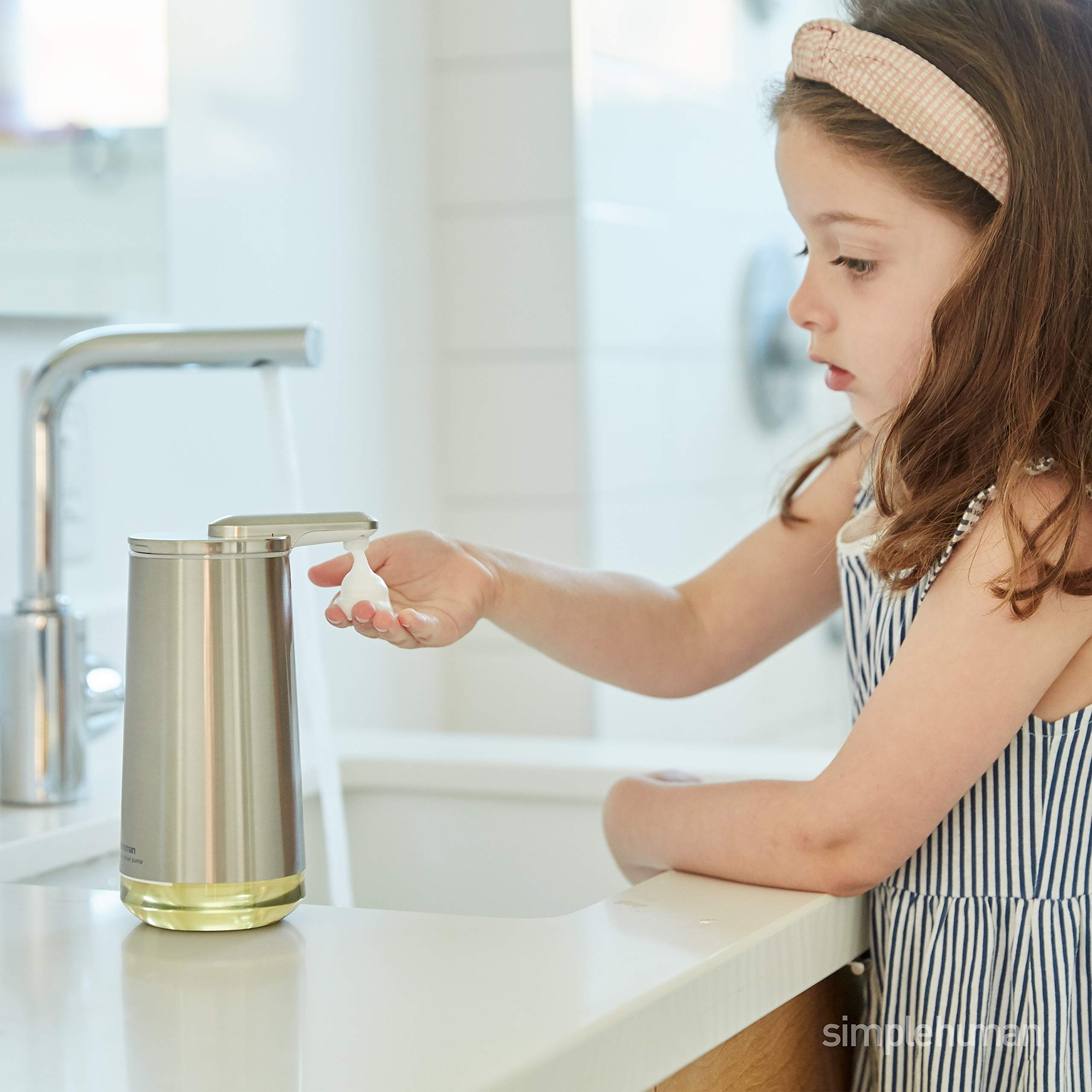 simplehuman pump Soap Dispenser, 9 oz. Rechargeable, Brushed